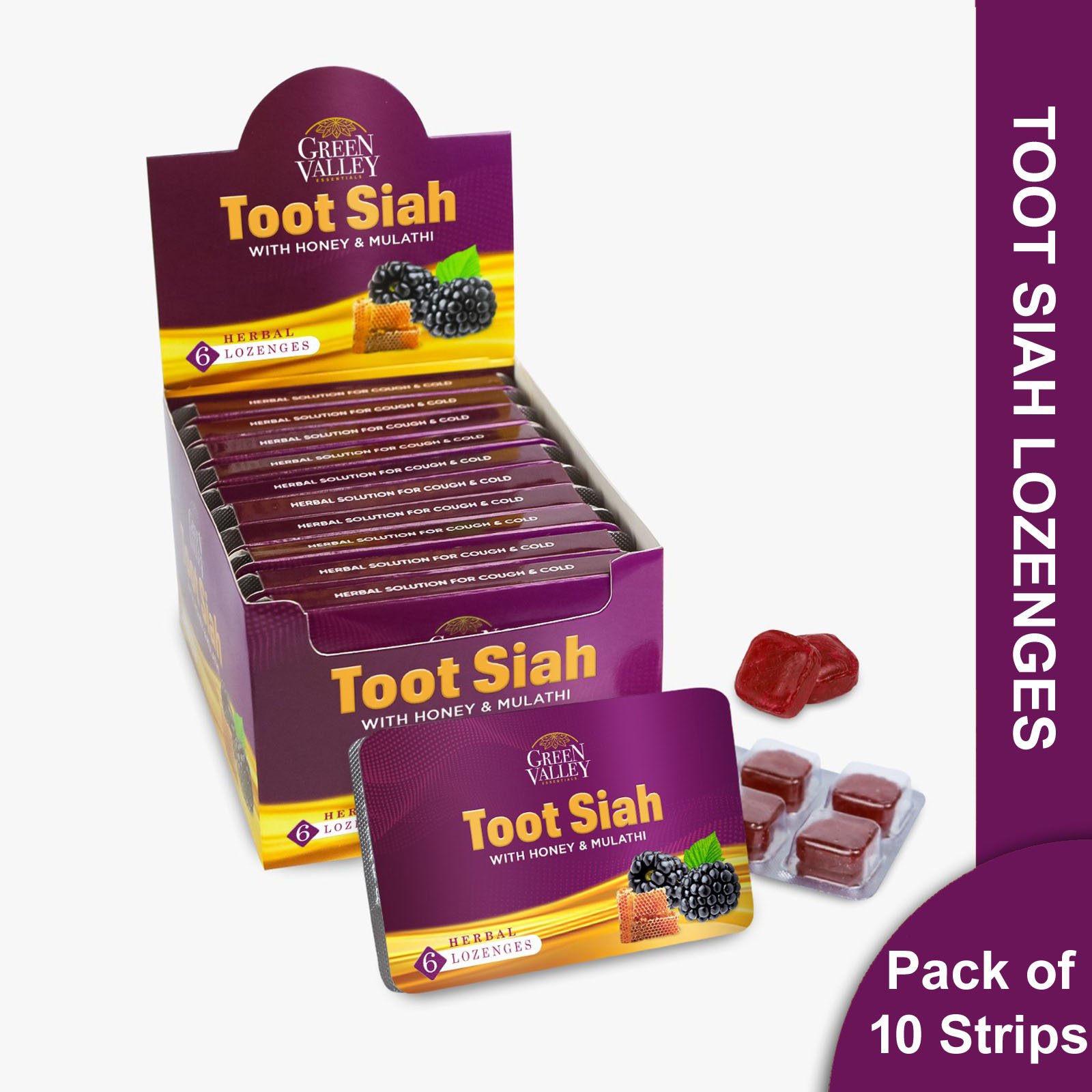 Green Valley Toot-Siah (Mulberry) Lozenges with Honey 10 Strip - Afri ...